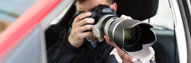 Private Investigator Detective Using Camera Stock Photo - Image of auto ...