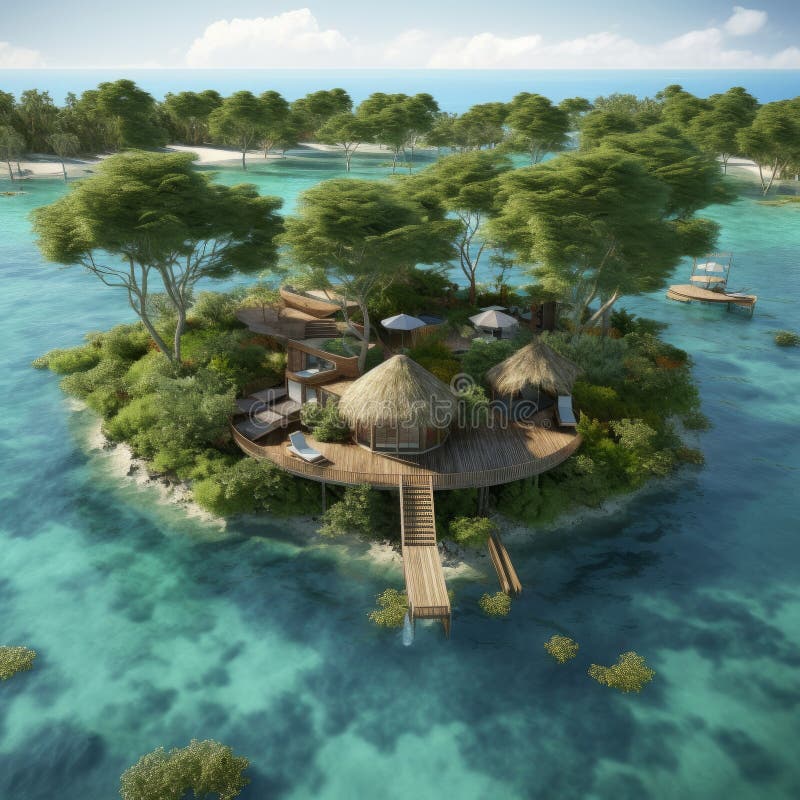 A Private Island Villa Ai, Ai Generative, Illustration Stock ...