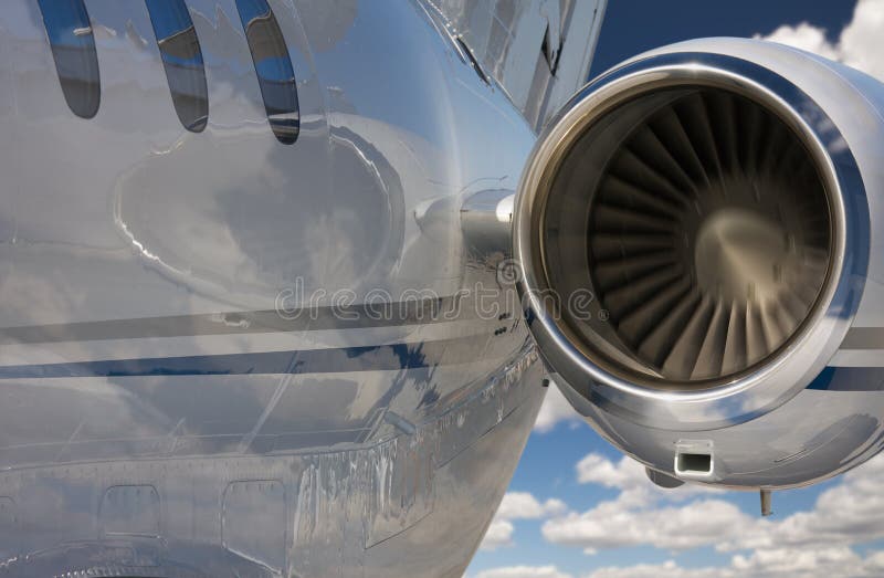 Jet Engine Turbine on a Private Jet Plane Stock Image - Image of ...