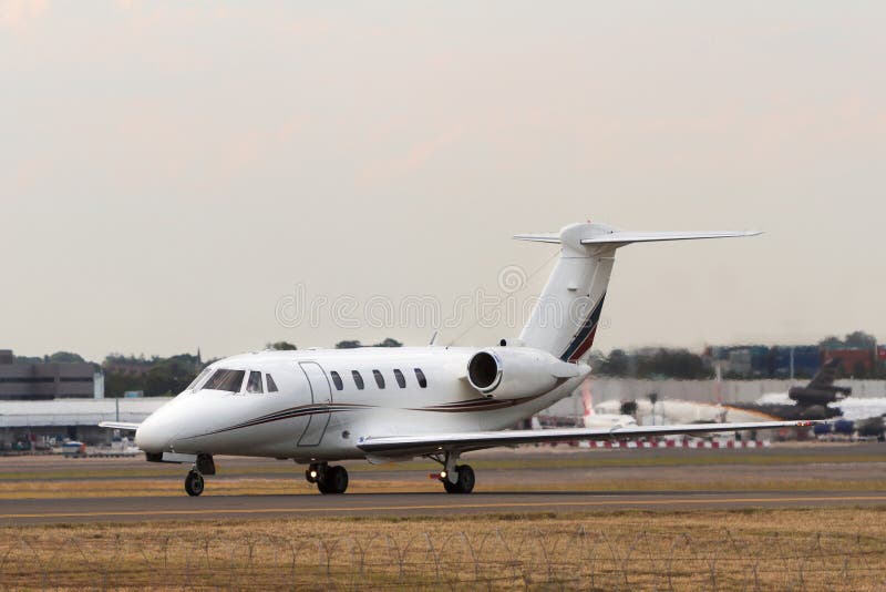 Private Jet Aircraft on Runway Stock Photo - Image of aviation, speed ...