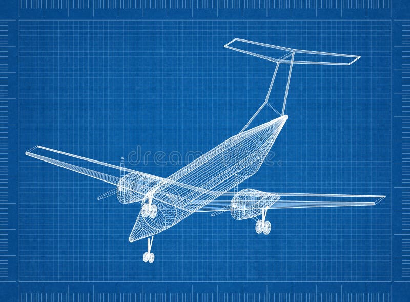 Private Jet Architect Blueprint Stock Illustration - Illustration of ...