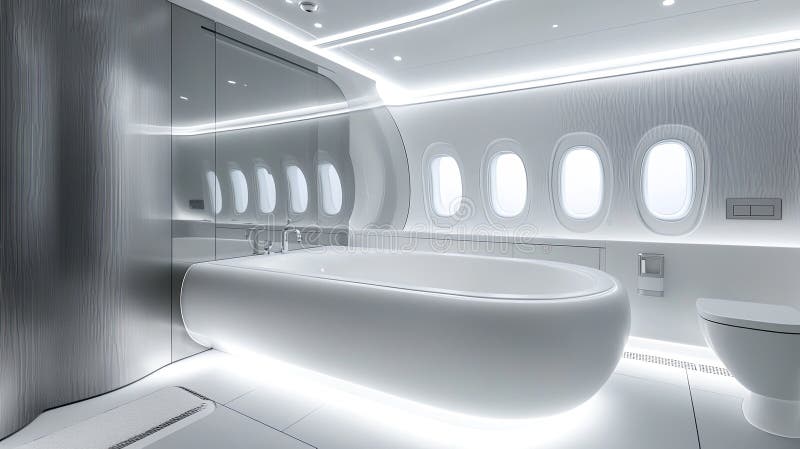 A Private Jet Bathroom with Sleek Modern Finishes and Minimalist Decor ...