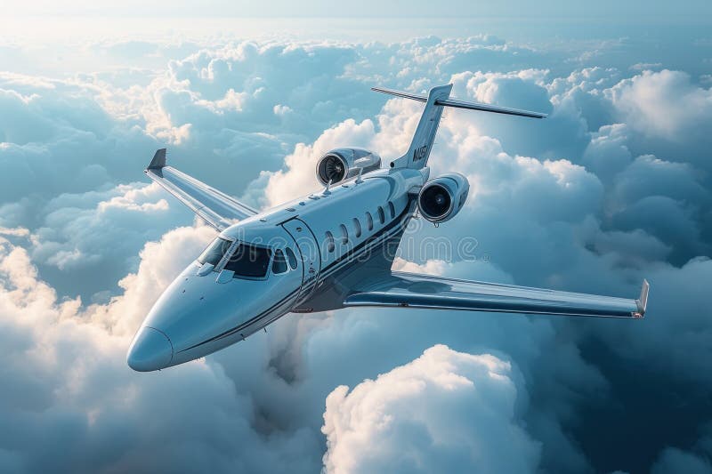 Private Jet in the Clouds: a Space Journey Stock Image - Image of wing ...