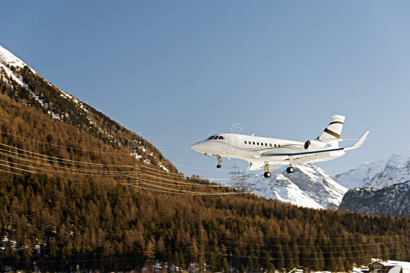 A Private Jet in Engadin St Moritz Airport in Switzerland Stock Photo ...