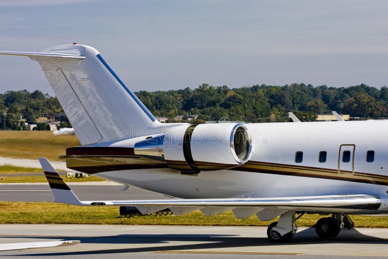 Private Jet Engine and Tail Stock Photo - Image of departure, airplane ...