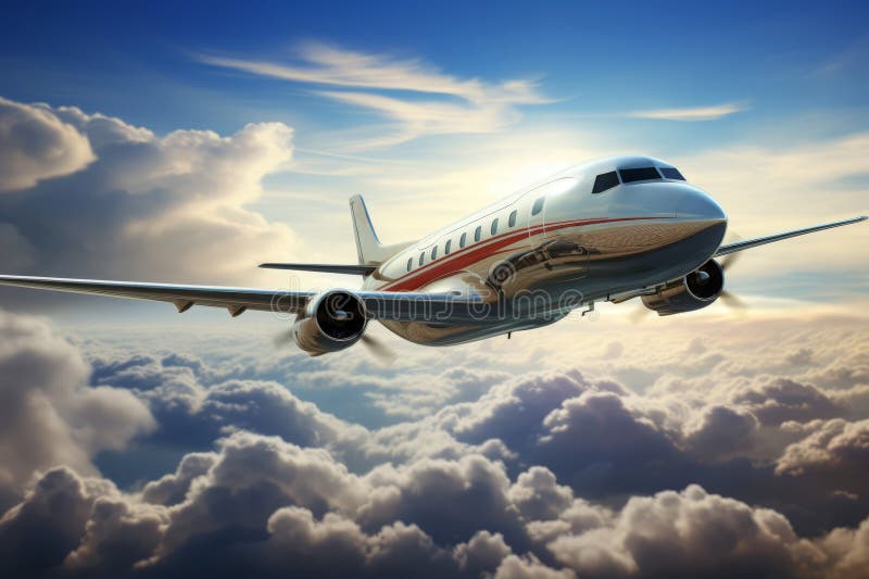 Private Jet Flying High Above Clouds Stock Image - Image of mobility ...