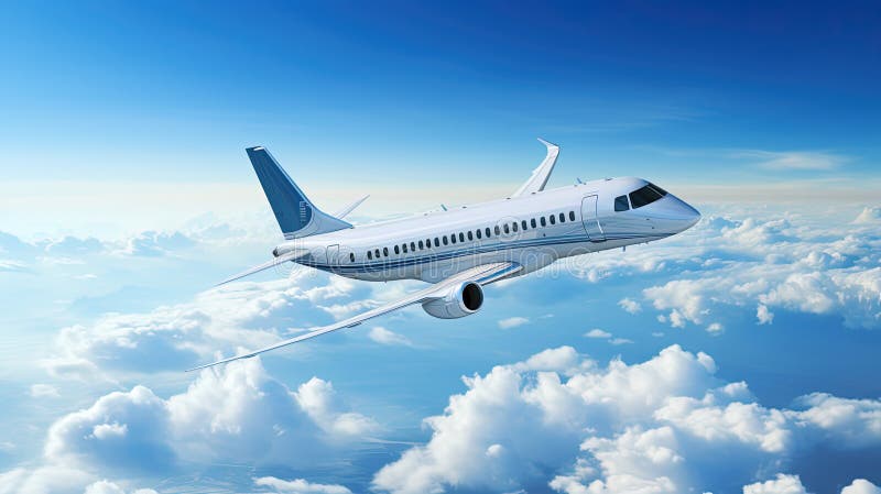 Private Jet Flying Over the Clouds. Generative AI Stock Illustration ...