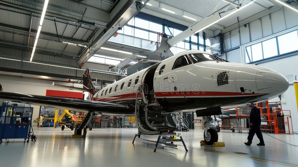 A Private Jet in a Hangar, Showcasing Maintenance and Aviation ...
