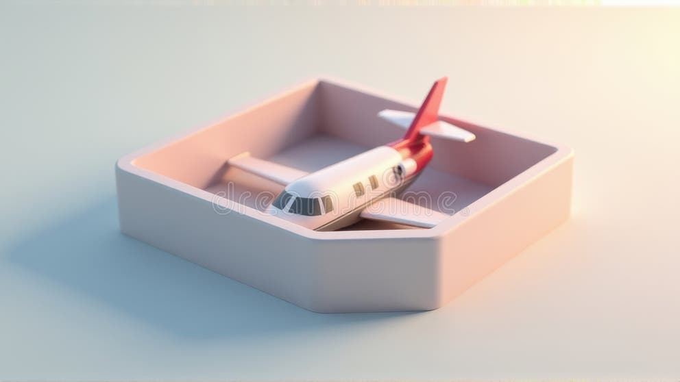 Private Jet in Minimalist Box Stock Illustration - Illustration of ...