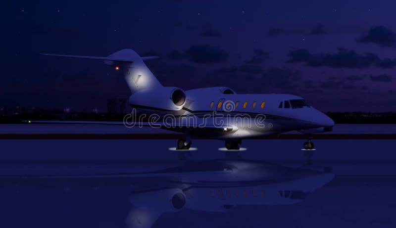 Private jet at night stock photo. Image of dark, airplane - 63465610