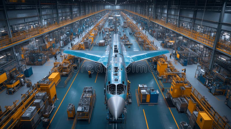 Private Jet Plane Manufacturing Plant with Modern Assembly Lines ...