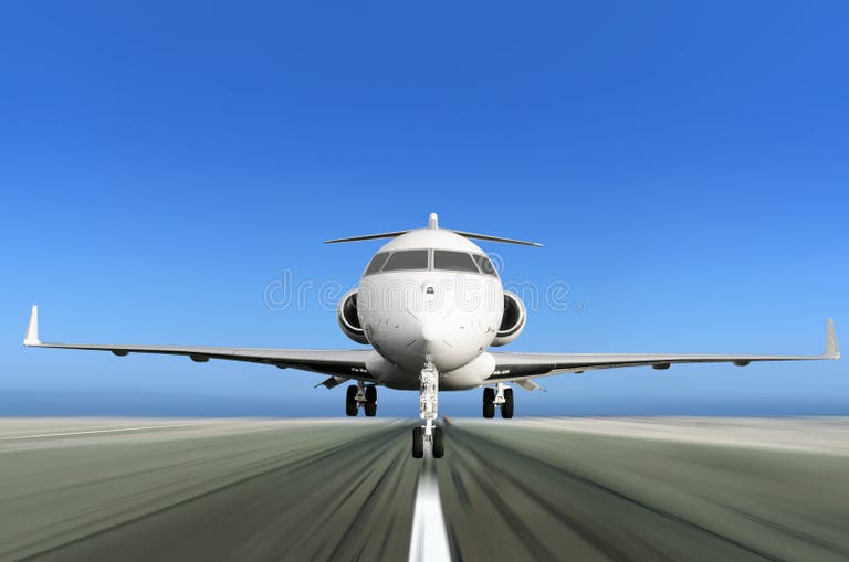 Private Jet Plane Taking Off with Motion Blur Stock Image - Image of ...