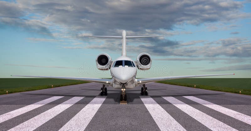Private jet on the runway stock image. Image of panorama - 63465687