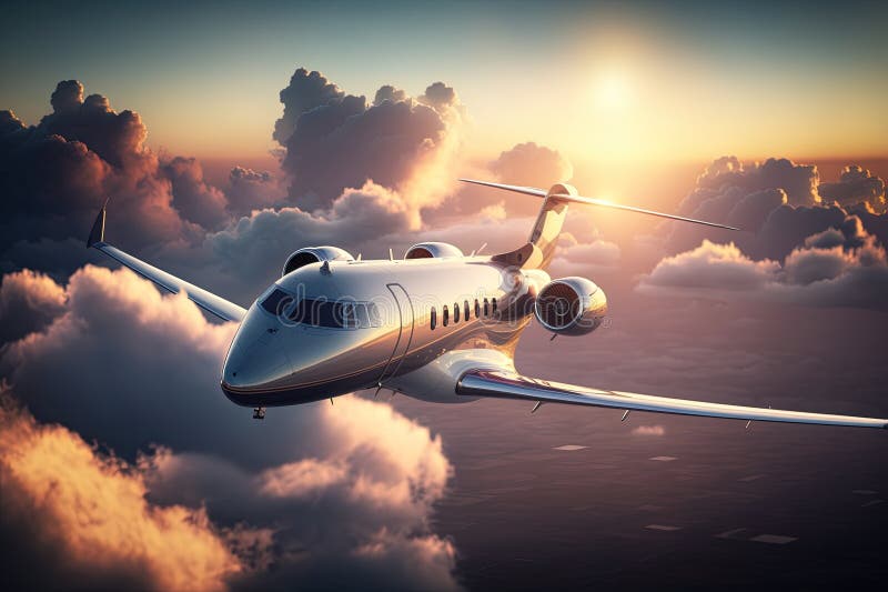 Private Jet in the Sky. Generative AI Stock Illustration - Illustration ...