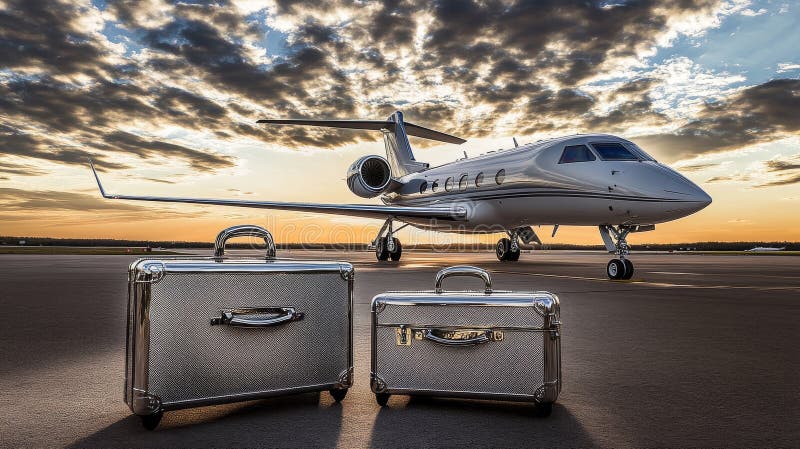 A Private Jet on the Tarmac is Visible through a Large Window Near ...