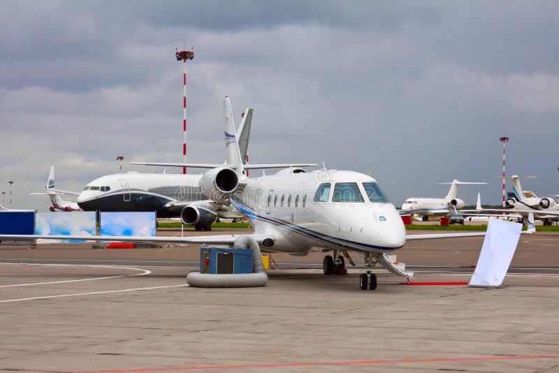 Private Jet with Two Engines Stock Image - Image of success ...