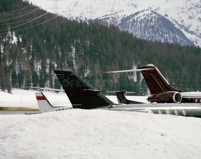 Private Jets, Planes and in the Snow Covered Landscape of Switzerland ...