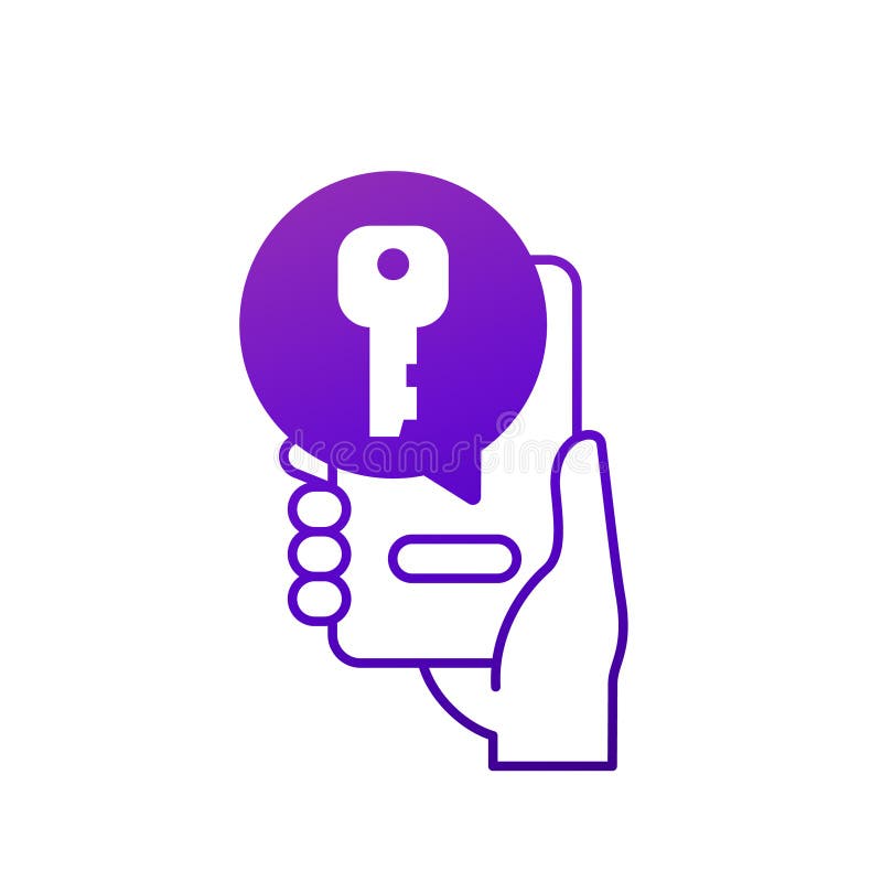 Private Key Icon, Smart Phone in Hand Stock Vector - Illustration of ...
