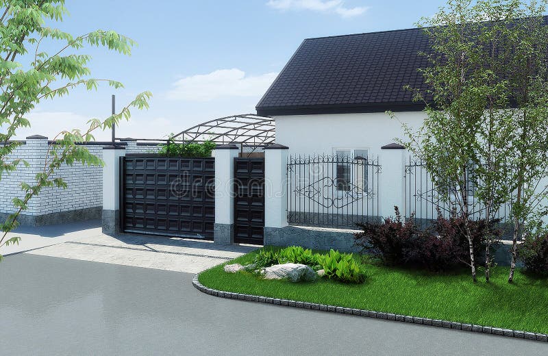 Private Land Exterior, 3D Render Stock Photo - Image of exterior ...