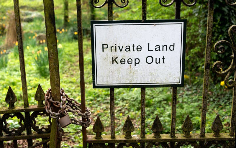 Private Land - Keep Out stock photo. Image of lock, iron - 96646896