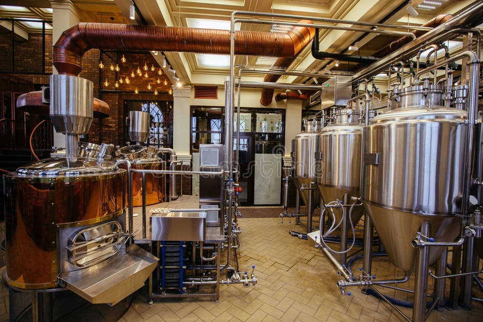 Private Microbrewery in Bar. Craft Beer Production Stock Photo - Image ...