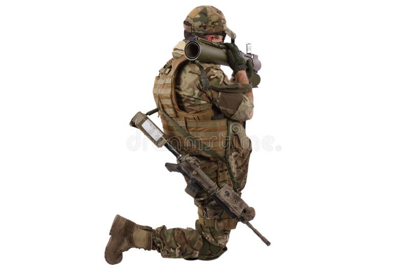 Private Military Company Operator Shoots from an RPG Rocket Launcher ...