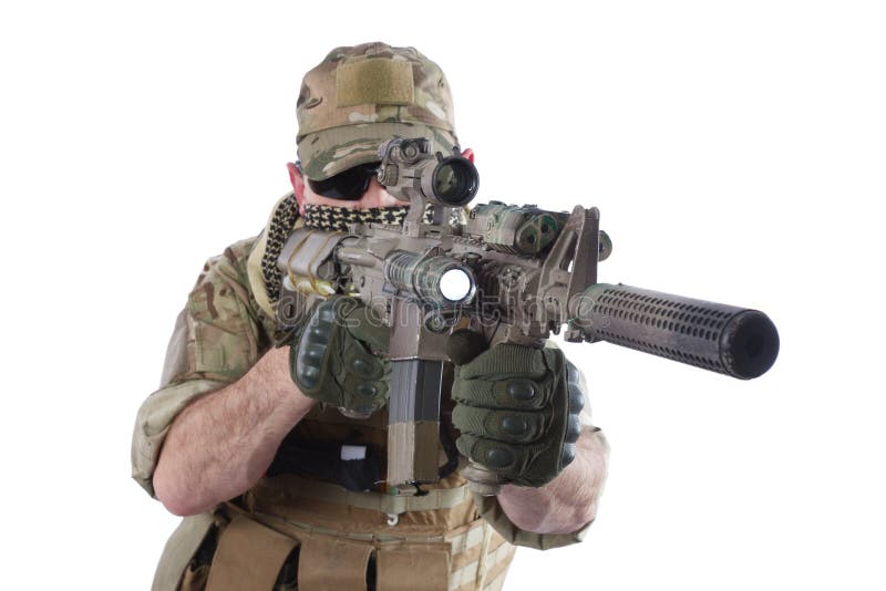 Private Military Contractor with Carbine M4 Stock Photo - Image of ...