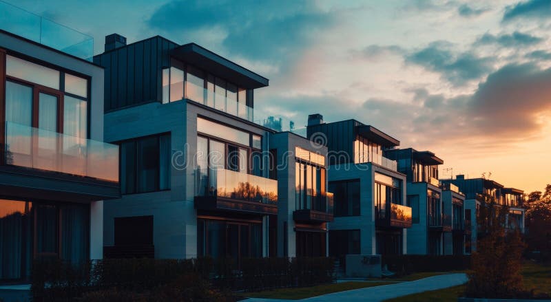 Private Modern Black Townhouse Exterior Created with Generative AI ...