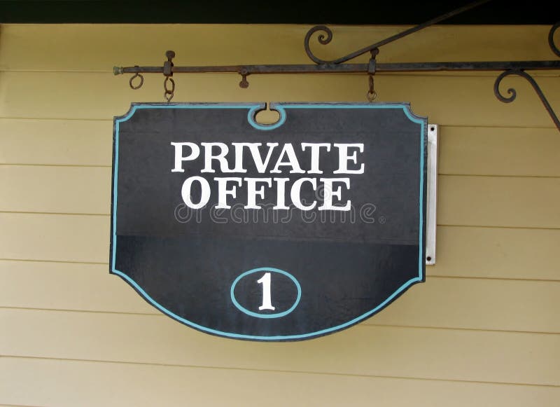 Private Office Hanging Metal Vintage Sign Stock Image - Image of ...