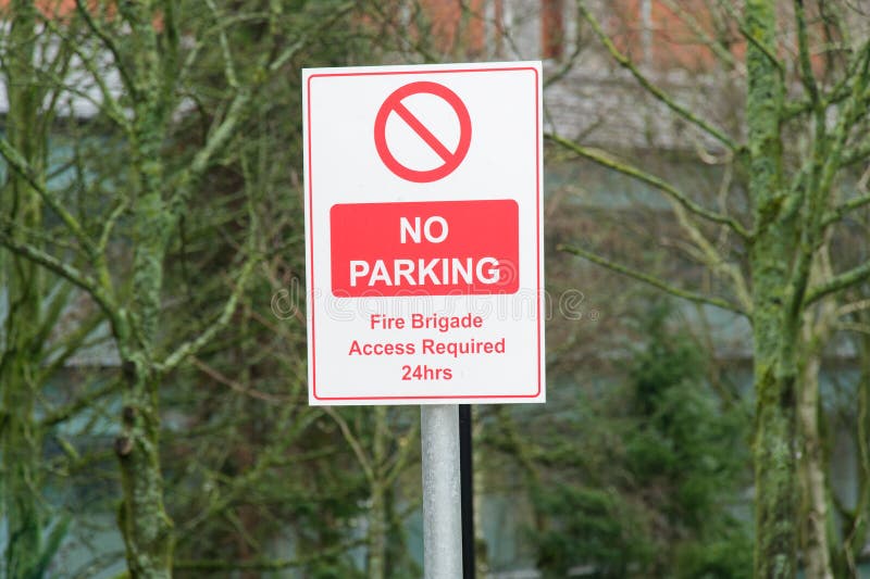 Private Parking Sign Fire Brigade Access Required Stock Photo - Image ...