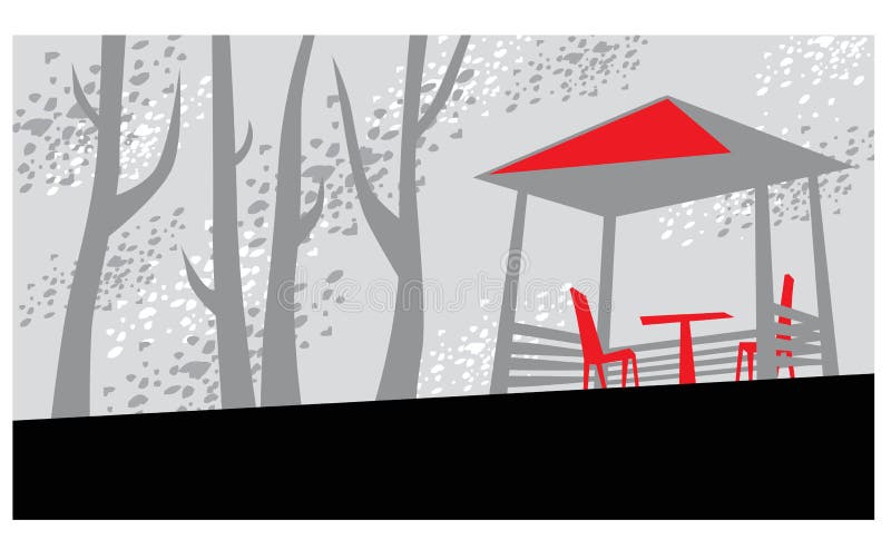 A Private Place for Two. the Stylized Image of a Small Gazebo in the ...