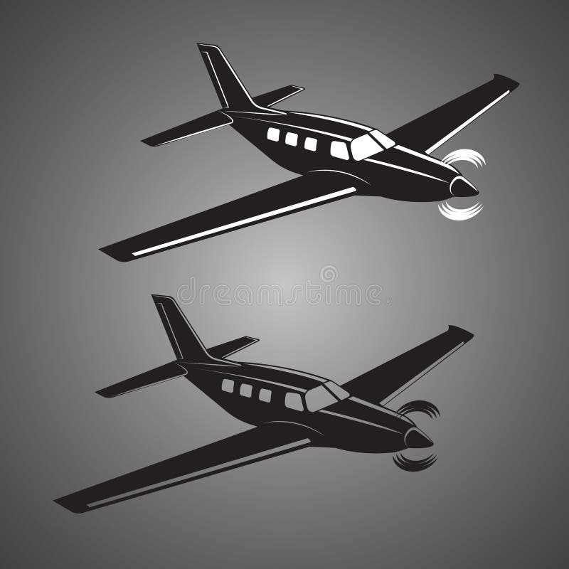 Private Plane Vector Illustration Icon. Twin Engine Propelled Aircraft ...