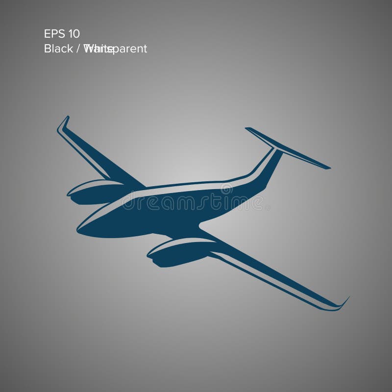Private Plane Vector Illustration Icon. Twin Engine Propelled Aircraft ...