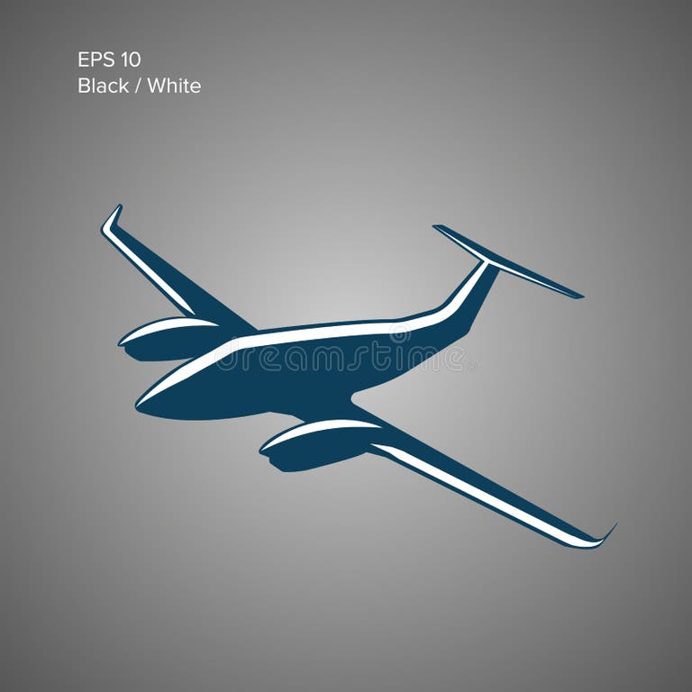 Private Plane Vector Illustration Icon. Twin Engine Aircraft. Vector ...