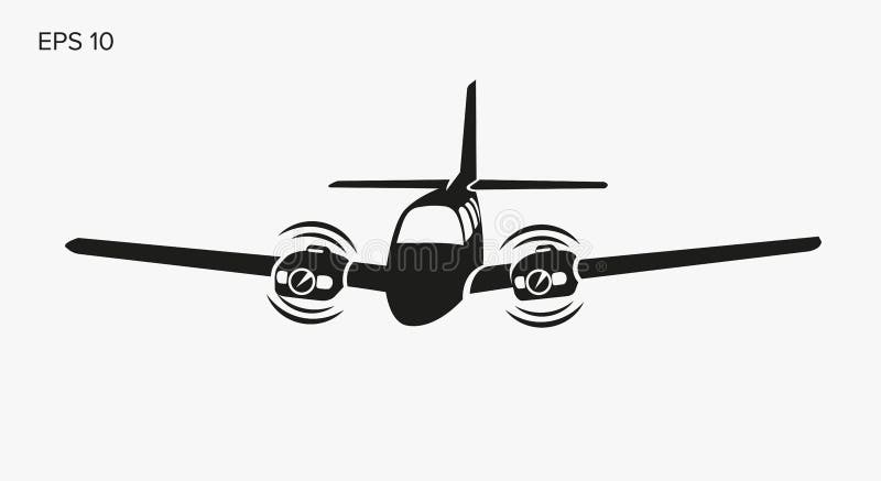Private Plane Vector Illustration Icon. Twin Engine Propelled Aircraft ...