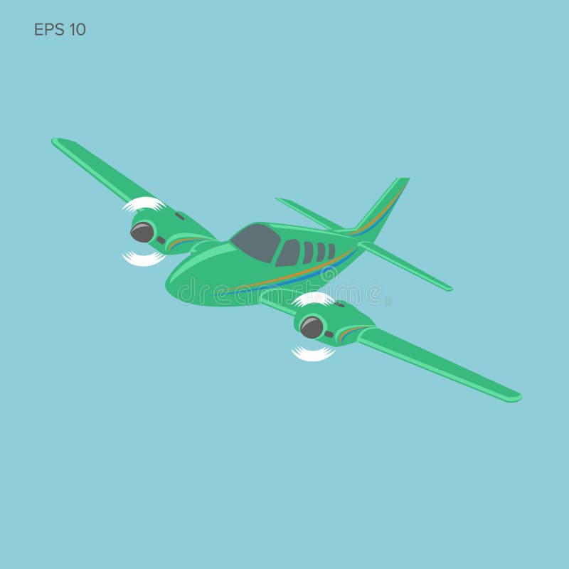 Private Plane Vector Illustration Icon. Twin Engine Aircraft. Vector ...