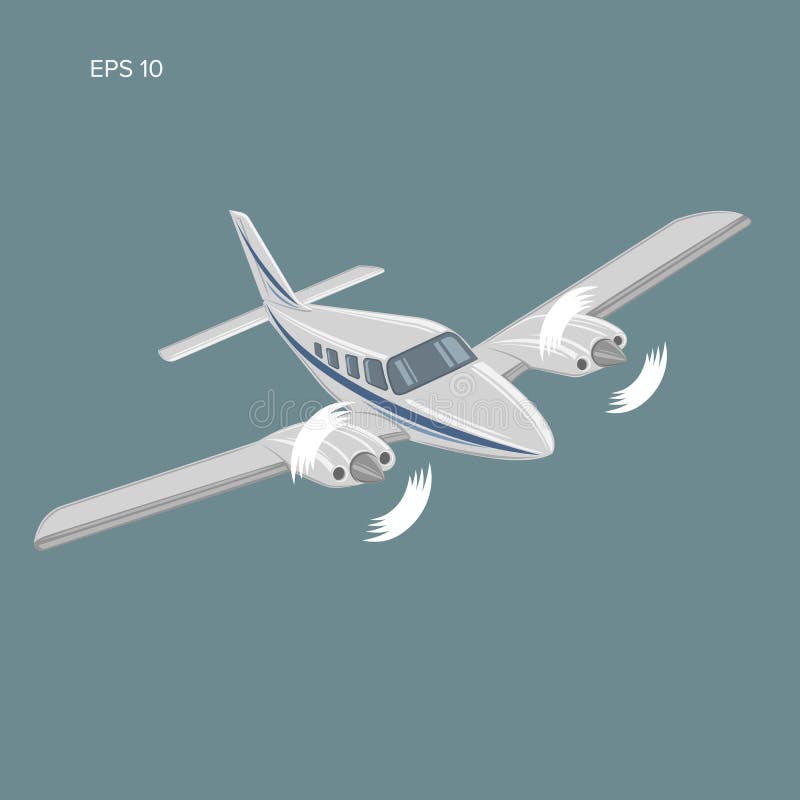 Private Plane Vector Illustration Icon. Twin Engine Aircraft. Vector ...