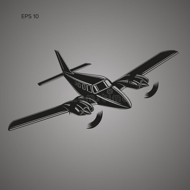 Private Plane Vector Illustration Icon. Twin Engine Propelled Aircraft ...