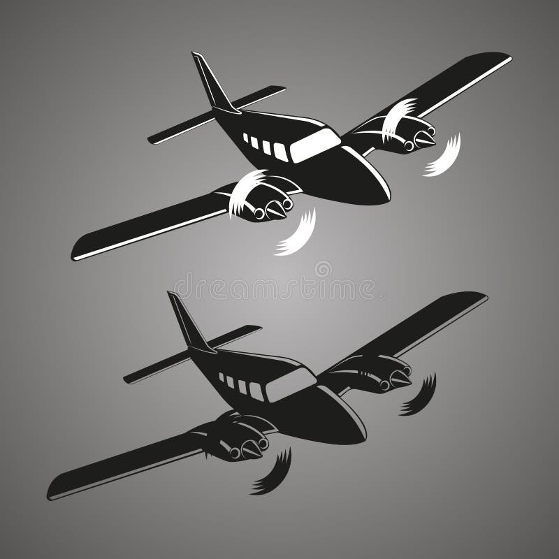Private Plane Vector Illustration Icon. Twin Engine Propelled Aircraft ...