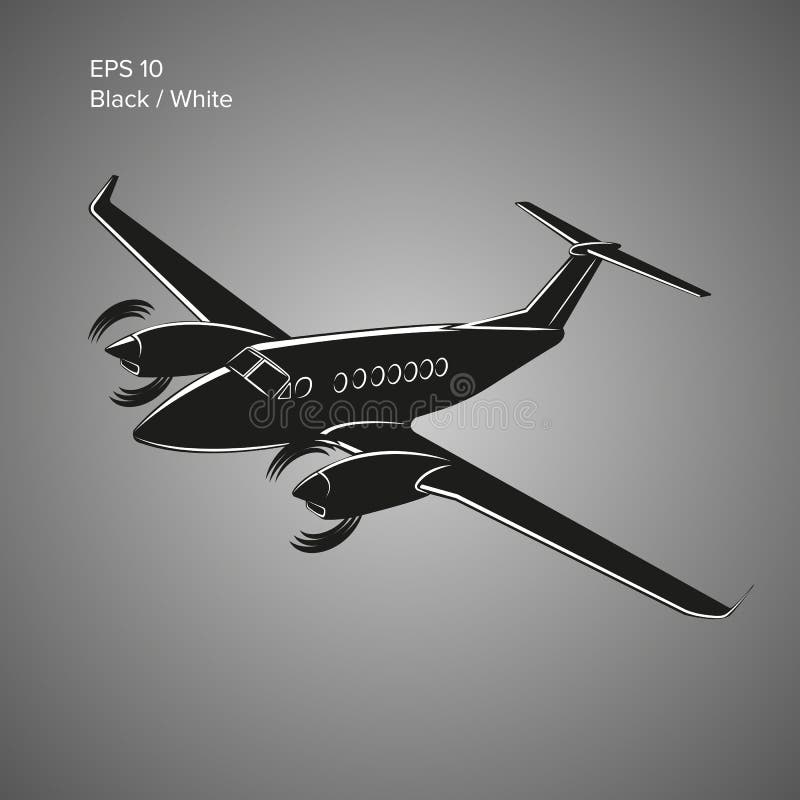 Private Plane Vector Illustration Icon. Twin Engine Propelled Aircraft ...