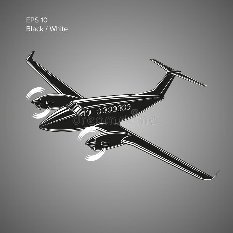 Private Plane Vector Illustration. Twin Engine Propelled Aircraft ...