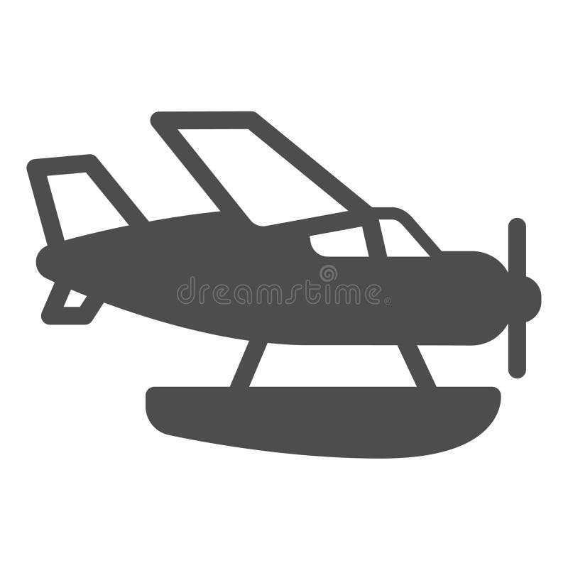 Private Plane with Water Landing Solid Icon, Tropical Voyage Concept ...