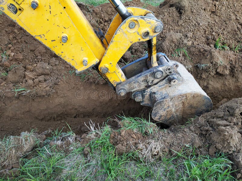Mini Excavator Dig A Trench Stock Photo - Image of ground, micro: 59775934