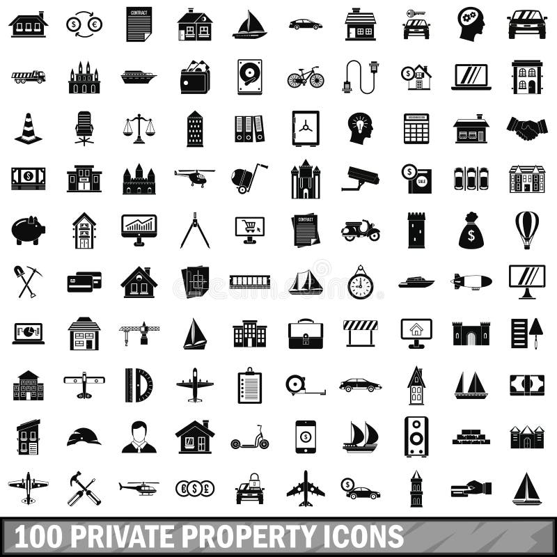 100 Private Property Icons Set, Simple Style Stock Vector ...