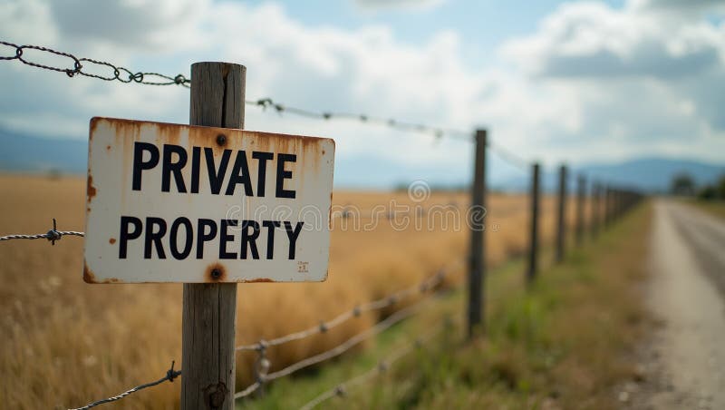 Private Property Sign on Rustic Fence in Rural Setting Stock ...