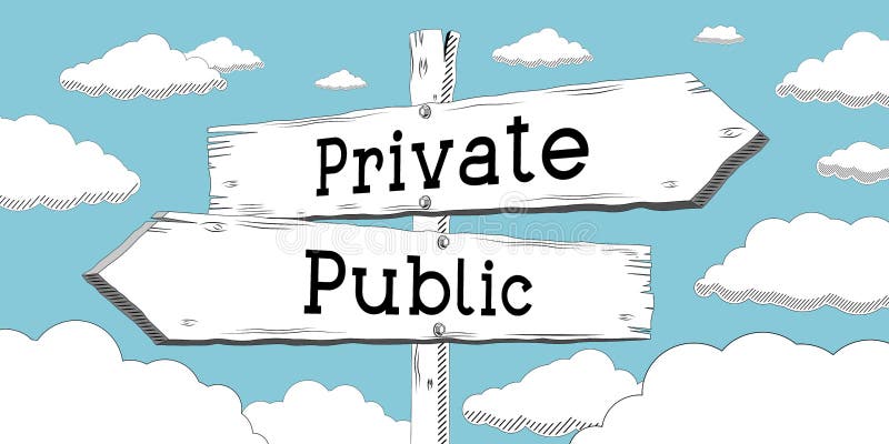 Private, Public - Outline Signpost with Two Arrows Stock Illustration ...