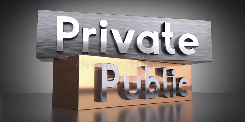 Private, Public - Words on Metal Blocks Stock Illustration ...