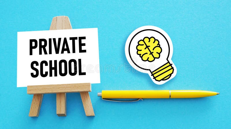 Private School is Shown Using the Text and Picture of Lamp with Brain ...