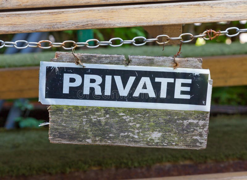Private Sign Hanging from a Chain Stock Image - Image of property ...