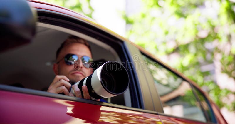 Private Spy in Car Taking Photos Stock Photo - Image of investigation ...